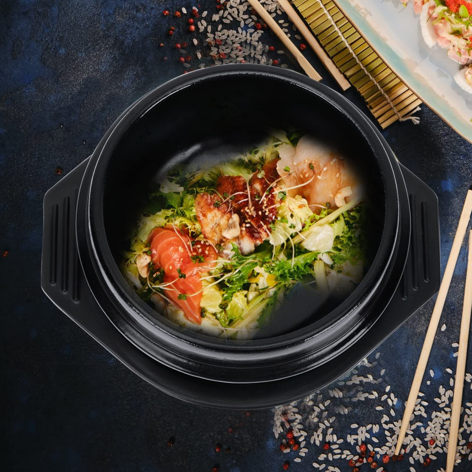 Ramen Bowl Ramen Bowl Korean Ramen Pot Korean Ceramic Cooking Bowl: Korean Cooking Pot with Tray Dolsot Sizzling Hot Pot Home Kitchen Cookware for Bibimbap Soup Bowl Stoneware Clay Soup Pot