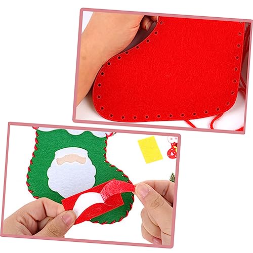 Veemoon Felt Christmas Ornament Kits 6 Pcs Xmas Party Favor Wall Hanging DIY Felt Non-Woven Fabric Hanging Bag Materials Christmas Stocking Making Kit Handmade DIY Materials Kit Suite