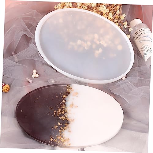VILLFUL 3 Pcs Table Mold Resin Tray Desk Trays Silicone Crayon Molds Jewlery Tray Serving Tray Round Epoxy Resin Coaster Handcraft Decoration Mold Exquisite Silicone Molds DIY Accessory