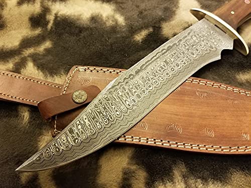 PSK14 - 1| 3| 5| 10| 15| 20 Pieces Pack Bulk Lot - Beautiful Custom Hand Made Damascus Steel Hunting Kitchen Knife | Leather Sheath, Bulk Discounted (15 Pieces)