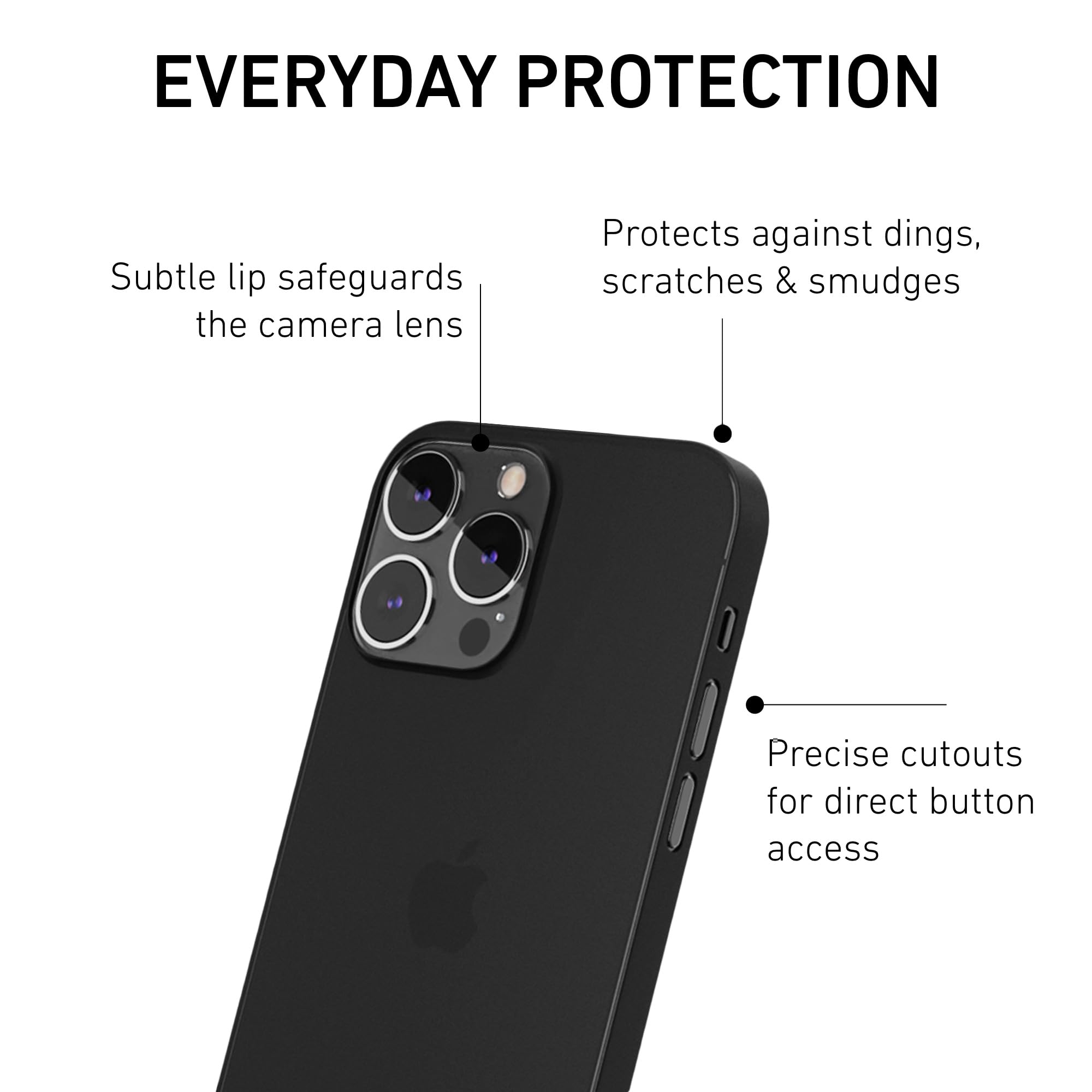 PEEL Original Super Thin Case Compatible with iPhone 13 Pro (Black) - Sleek Minimalist Design, Branding Free, Ultra Slim - Protects & Showcases Your Device