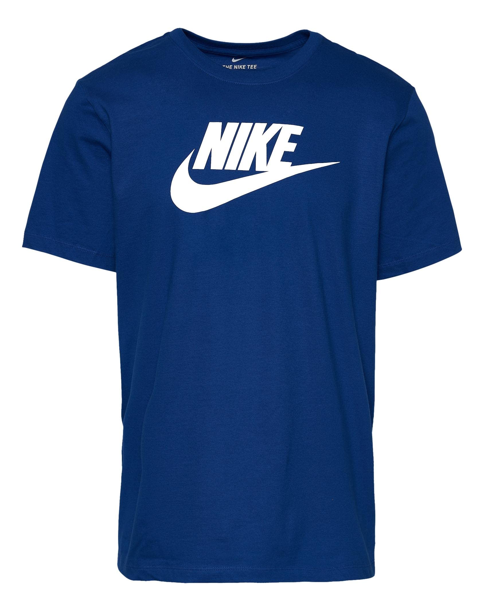 Nike Mens Sportswear Graphic Short Sleeve Shirts (Medium, Royal Blue/White/White)