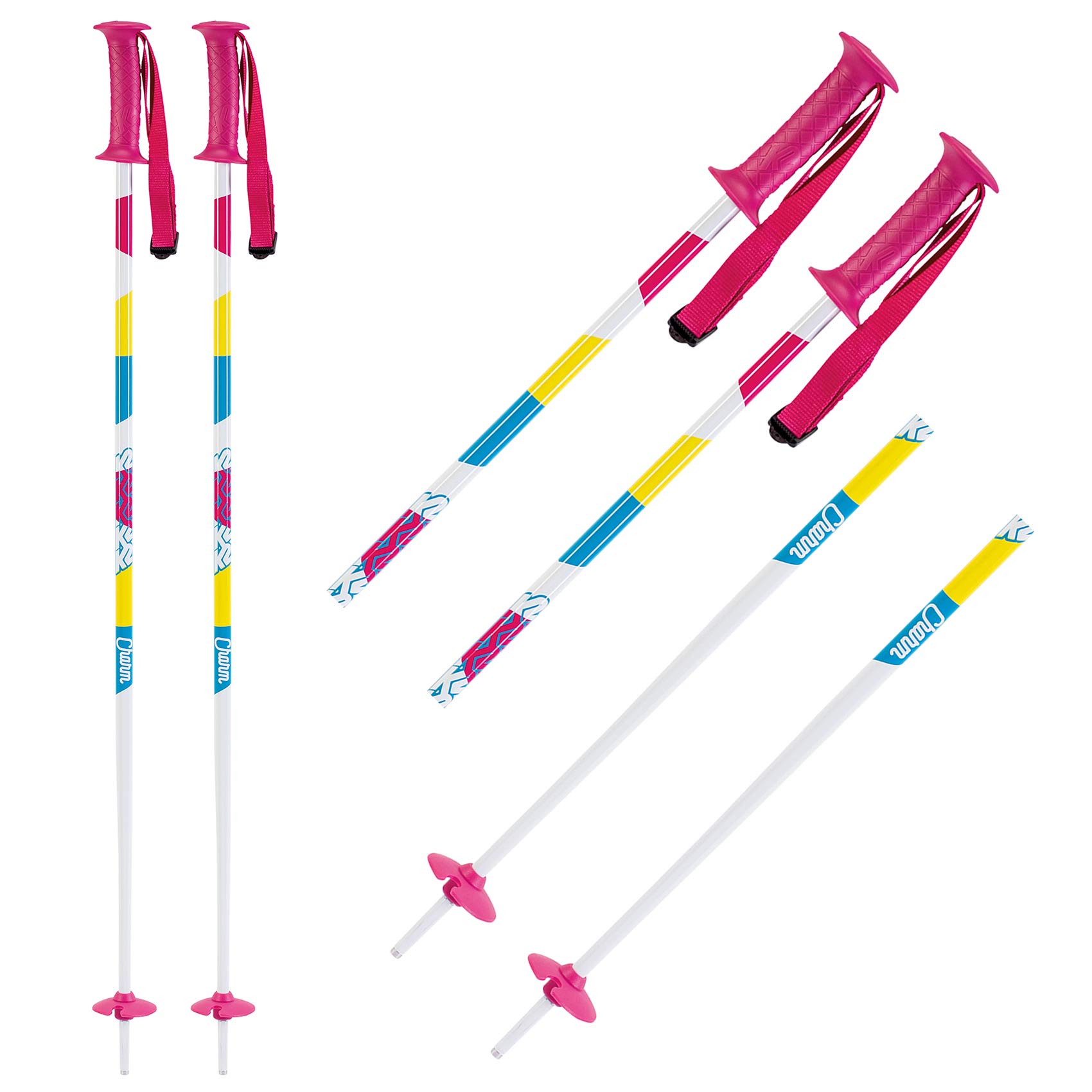 K2 Skis Charm Girls' Ski Poles, White, 95