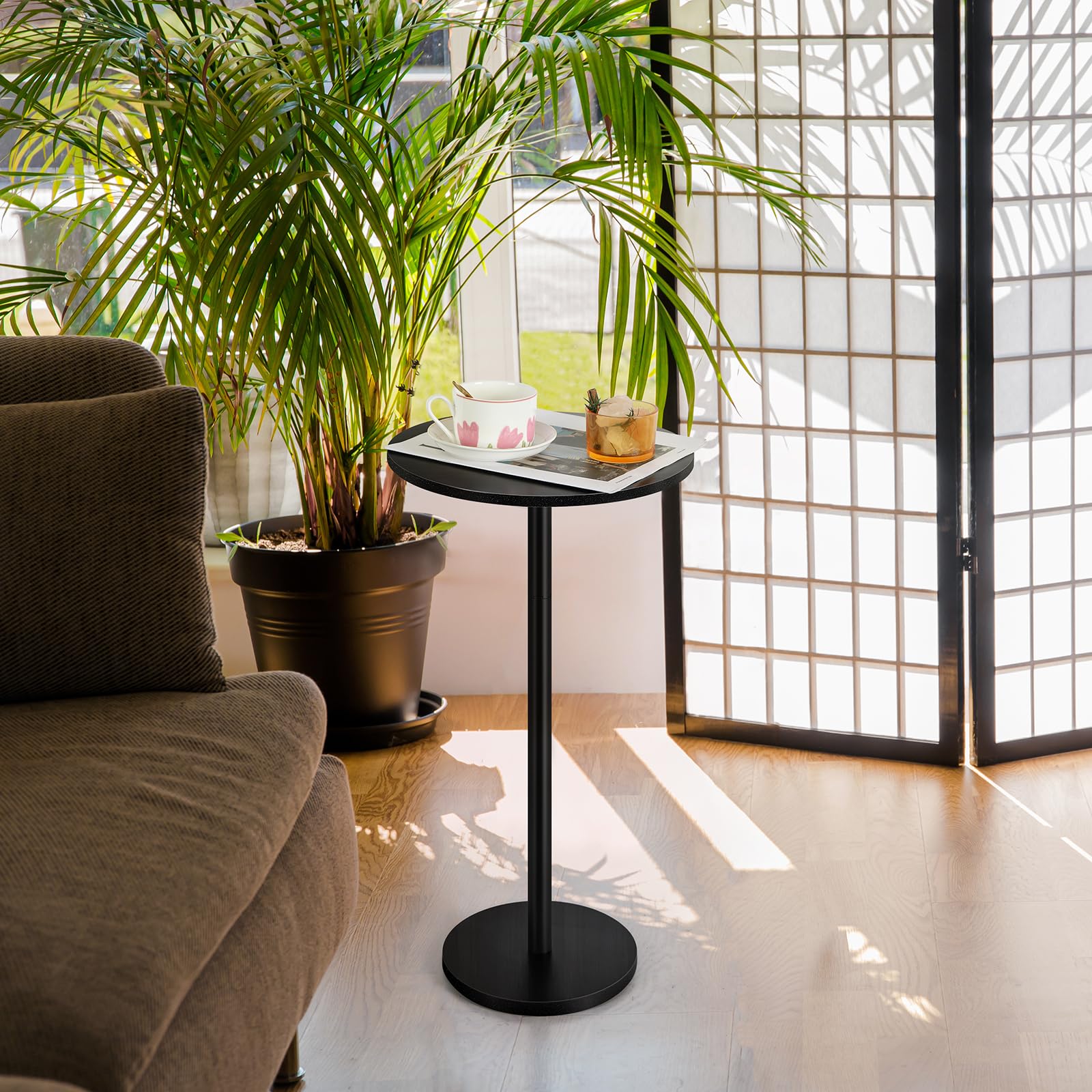 Vrisa Drink Table Small Side Table for Small Spaces Round Pedestal Table Accent End Table Modern Martini Coffee Cocktail Table for Living Room, Bedroom, Sofa Couch Chair, Patio, White