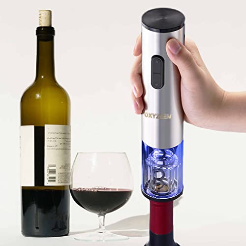 Oxyzeem Electric Wine Opener, Cordless Wine Bottle Opener,Stainless Steel Automatic Corkscrew with Foil Cutter, Age-friendly Wine Bottle Opener