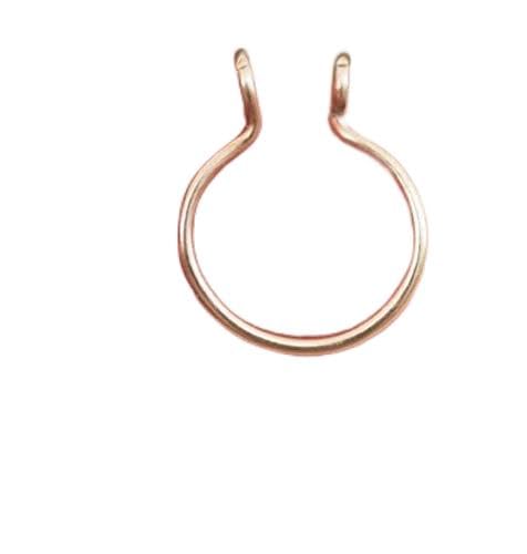 MAIHAO Non-Piercing Fake Faux Clip On Septum Nose Hoop Ring Body Jewelry Piercing Unisex C Shape Nose Ring Stud (Gold)