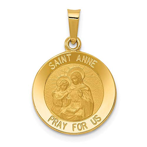 IceCarats 14K Yellow Gold Saint Anne Medal Necklace Charm Pendant 22.75mm x 15.5mm Only
