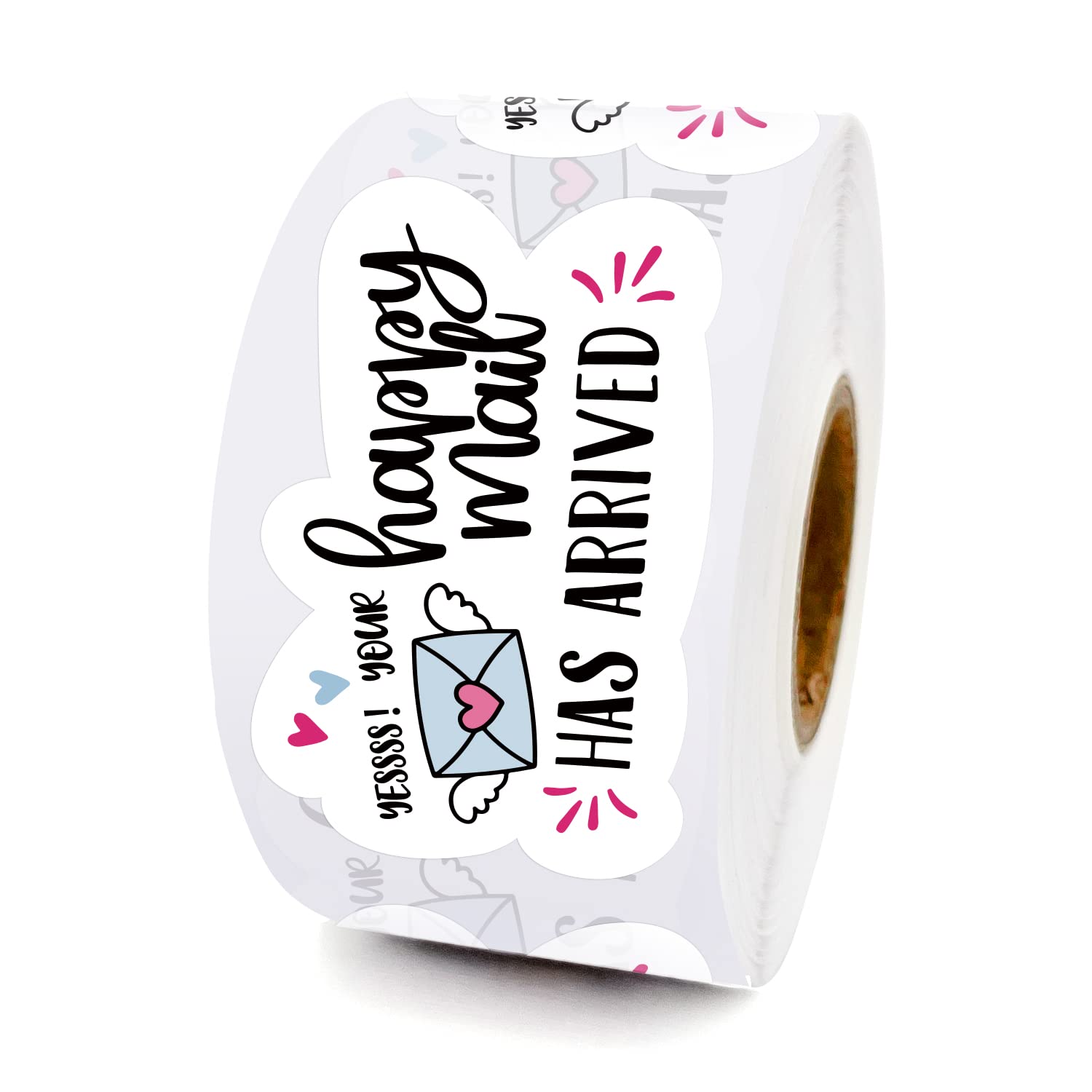 WHING Happy Mail Funny Small Shop Stickers, Online Retailers Shop Owners Order Packages Labels Small Business Thank You Sticker Envelope Seals, 500 Labels Per Roll