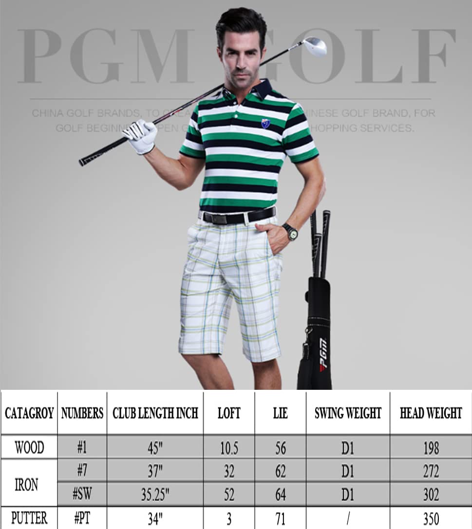PGM Beginner Golf Clubs Sets for Men 5 Piece includes Golf Driver, 7 Irons, Sand Wedge, Putter and Lightweight Carry Sunday Club Golf Bag right handed