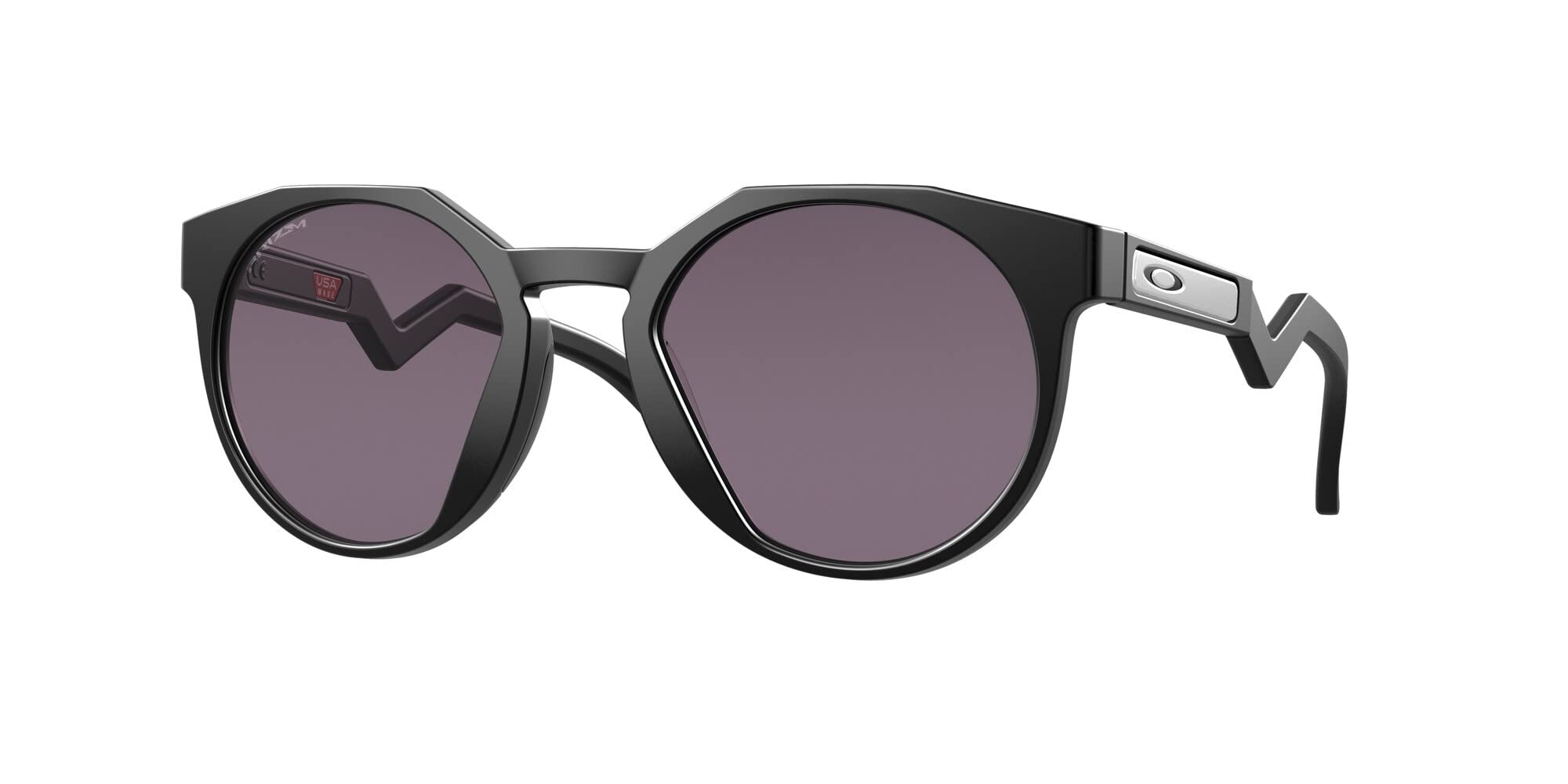 Oakley Men's OO9464A HSTN Low Bridge Fit Round Sunglasses, Matte Carbon/Prizm Ruby, 52 mm