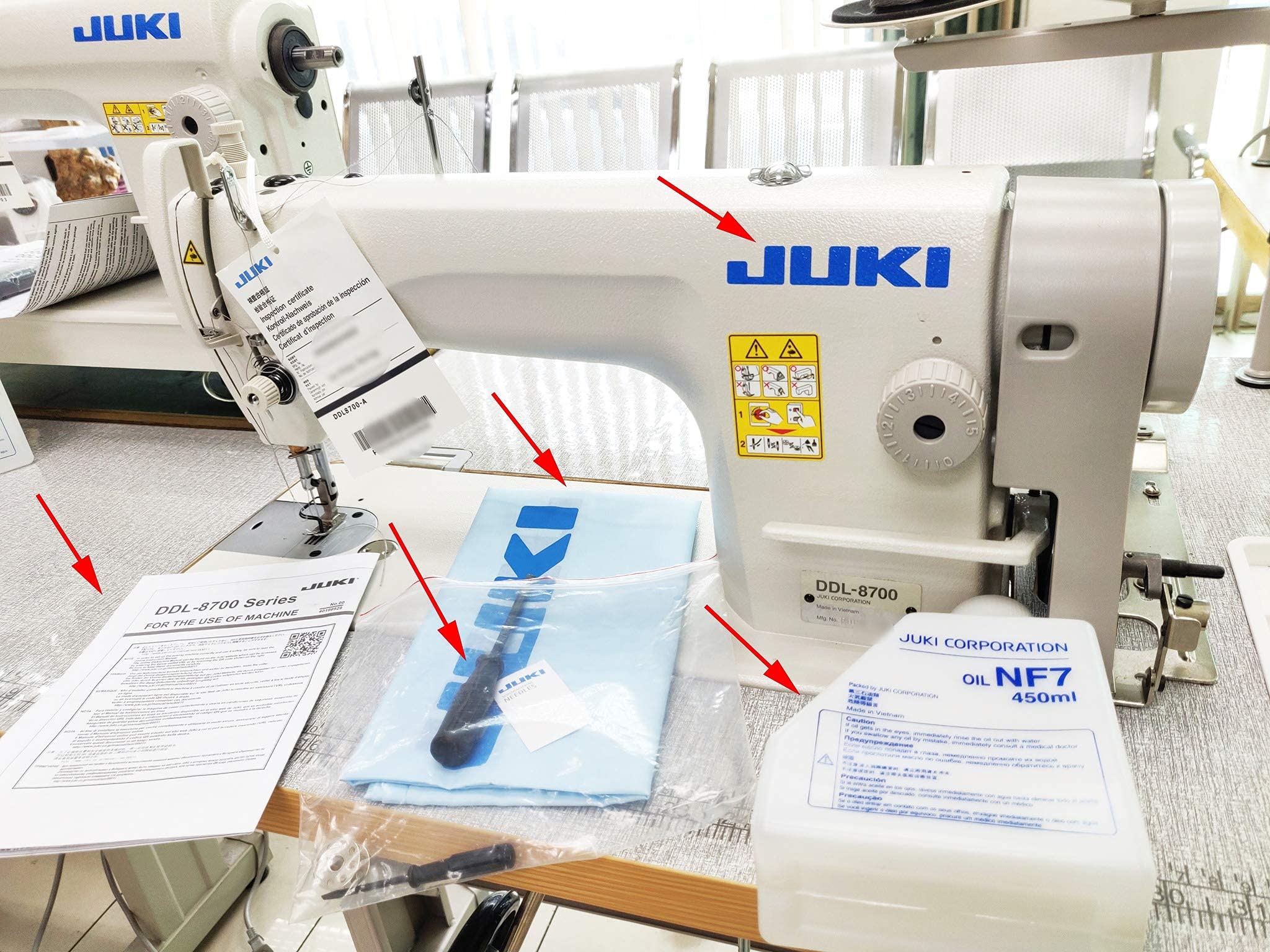Juki DDL8700 LockStitch Industrial Sewing Machine,Table,Servo Motor,Lamp. Not Assembled