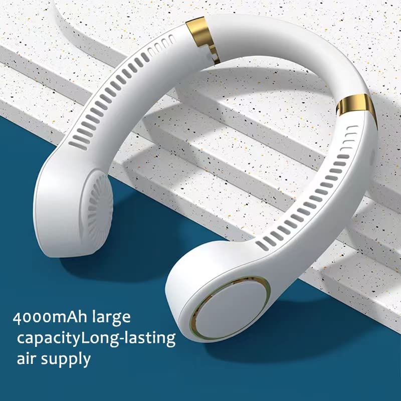 QL-Smart Neck Fan Personal Cooling Fans Strong Wind Adjustable 360° Cooling Super Quiet No Blade Fan Design No Hair Twisting Even Air Volume on Both Sides Non-Slip Material Short