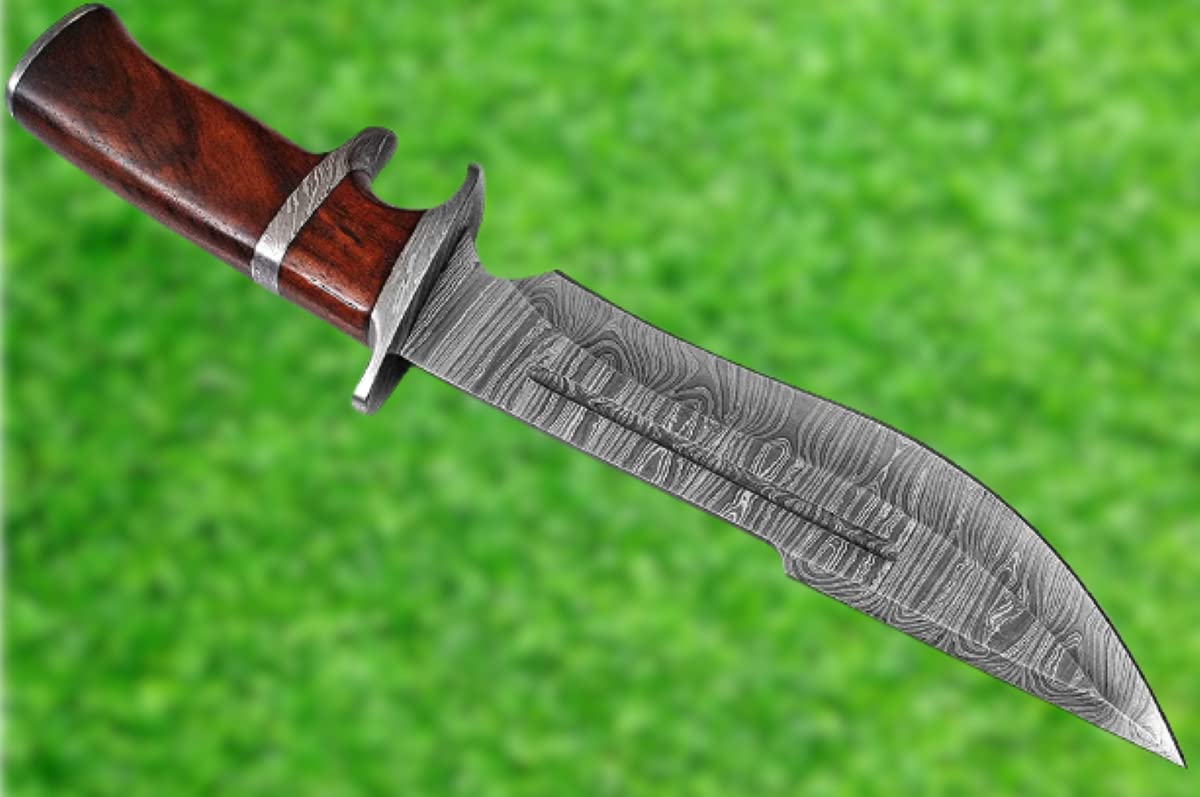 PSK76 - Damascus Hunting Knife, Handmade Full Tang Knife - Wood Handle Knife, Hand Forge