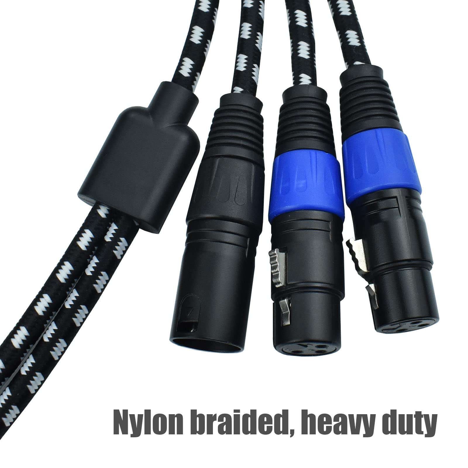 Mugteeve XLR Y Splitter 2 Female to 1 Male, 5 Feet Microphone XLR Breakout Cable Balanced Left and Right Dual Female to Single Male, Nylon Braided Heavy Duty, Noise Free, for Mixer/Speaker/MIC