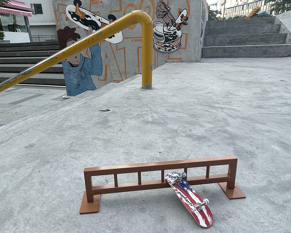 Puerkasito Fingerboard Rail Metal Fingerboard Rails Professional Fingerboard Flat Rail (Orange)