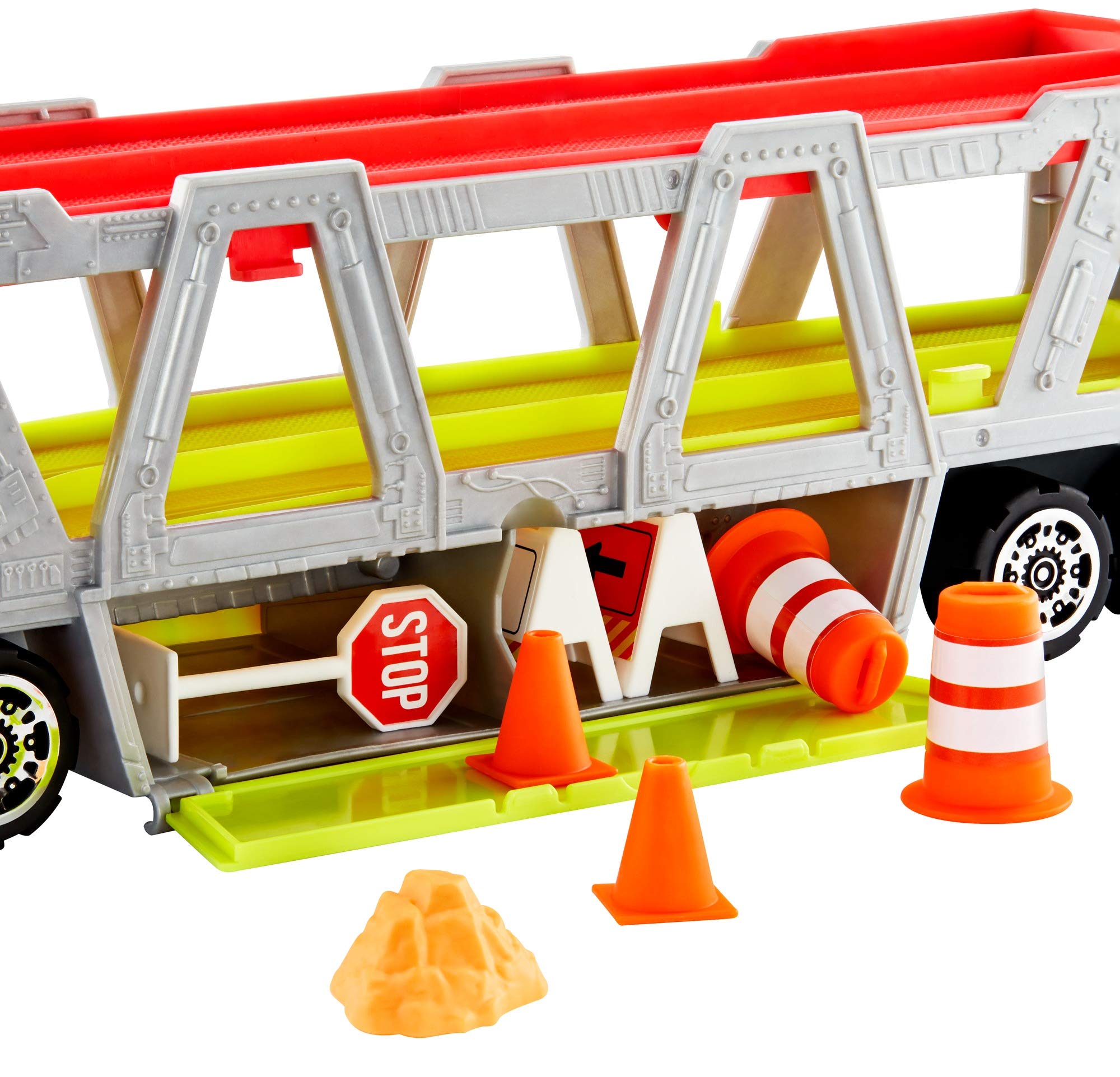 Matchbox Construction Hauler Detachable Cab Holds 16 Vehicles Plus Metal die-cast Tractor and Parts for Realistic Story Play Great Gift Ages 3 and Older