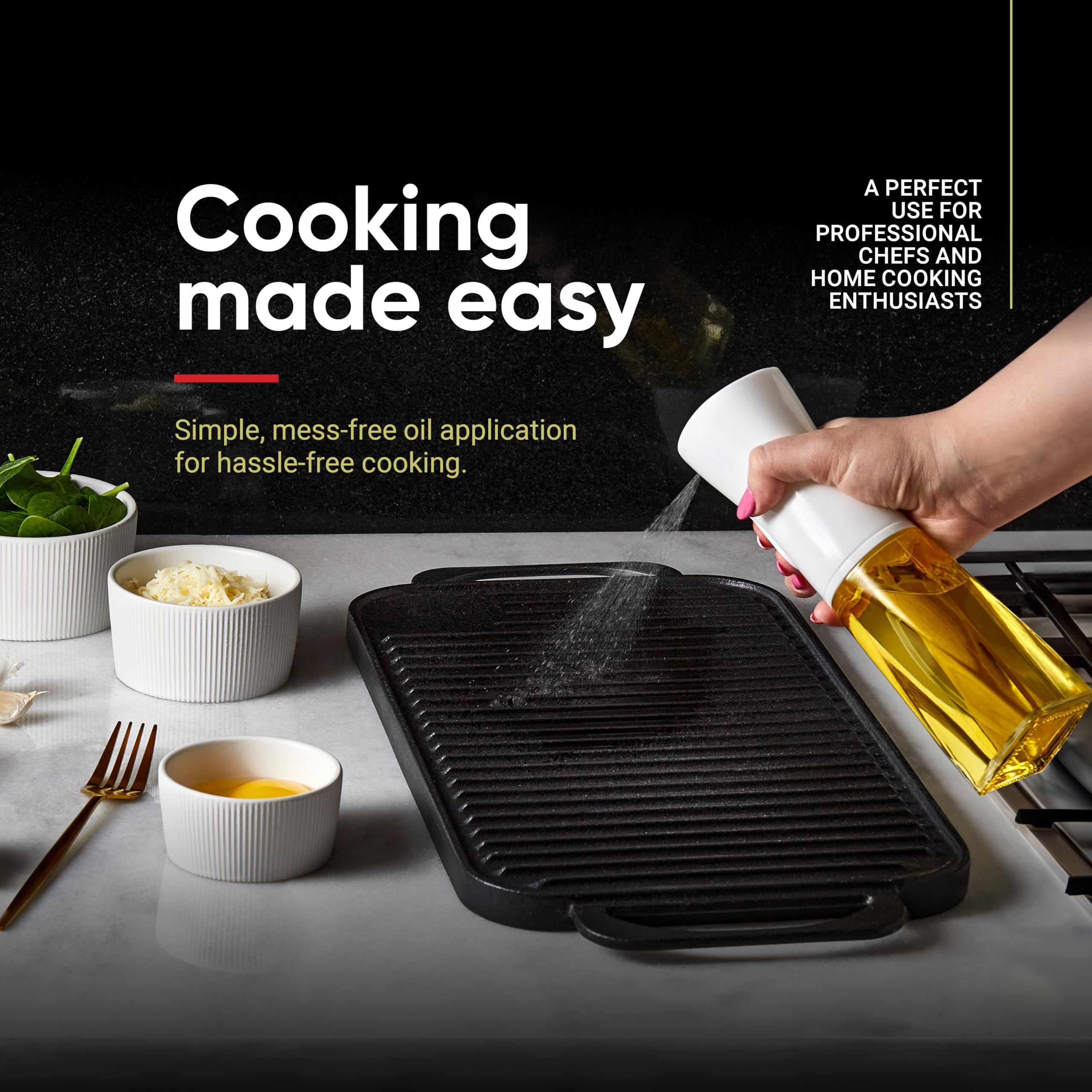 Storeganize Olive Oil Sprayer For Cooking - Glass 6.5oz Olive Oil Spray Bottle For Oil Portion Control - Kitchen accessories Gadgets Oil Mister Spray Bottle For Cooking Baking & Salads