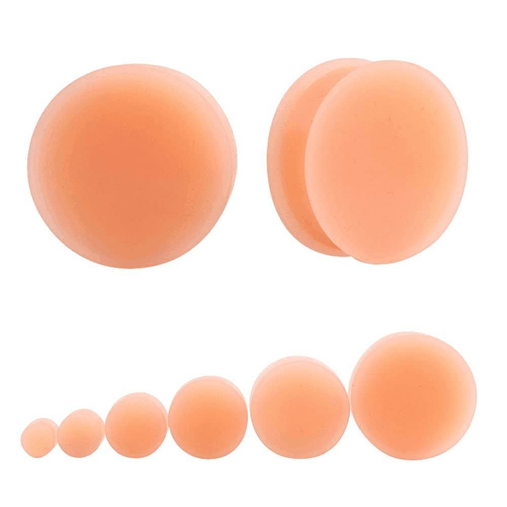 NewZenro Flesh Skin Colored Ear Gauges Silicone Double Plugs Hide Retainer Tunnels Expanders Stretcher Silicone Body Piercing Jewelry 2PCS (00g(10mm))