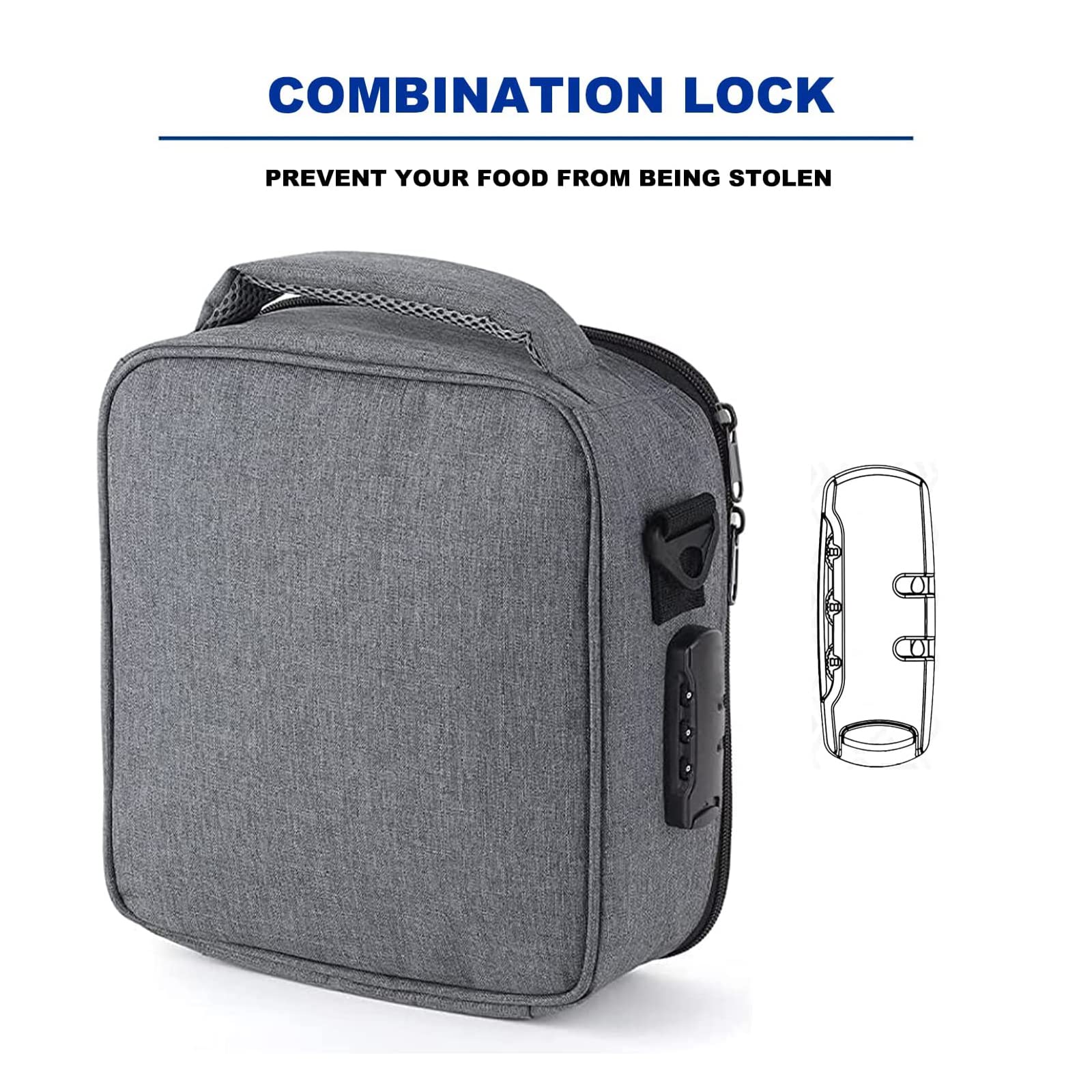 Lockable Lunch Box with Combination Lock,Insulated Lunch Bag and Large Natural Bamboo Decorative Storage Box Wooden Keepsake Box Great Gifts