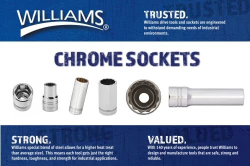 Williams JHWBD-812 SuperTorque 3/8-Inch Drive Shallow 8-Point 3/8-Inch Socket with Lobular Openings and Chrome Finish