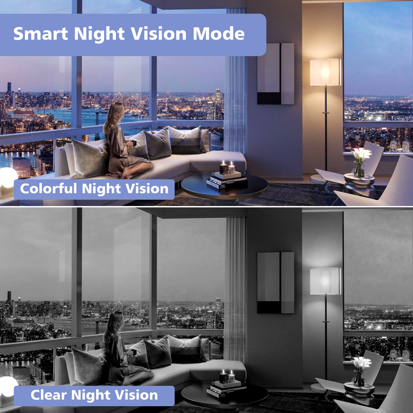 Upgrade 10X Hybrid Zoom 2MP Wireless Light Socket Security Camera, 2.4GHz WiFi Light Bulb Security Camera, Motion Detection, Color Night Vision, Sound & Light Alarm, Auto Tracking