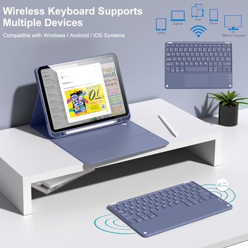 KENKE Keyboard Case for New iPad Air 11 Inch 2024 (M2) / iPad Air 5th Gen 2022 / Air 4th Gen 2020 10.9 Inch with Pencil Holder, Smart Magnetically Detachable Bluetooth Touchpad Keyboard, Purple