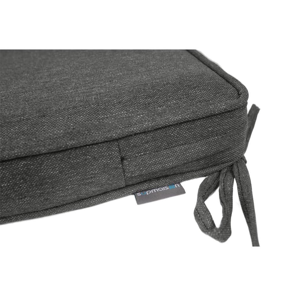 SUPMAISON Pack of 4 Outdoor Seat Cushion with double welt 20" x 20" x 2.5",zipper, foam (Charcoal Dobby)