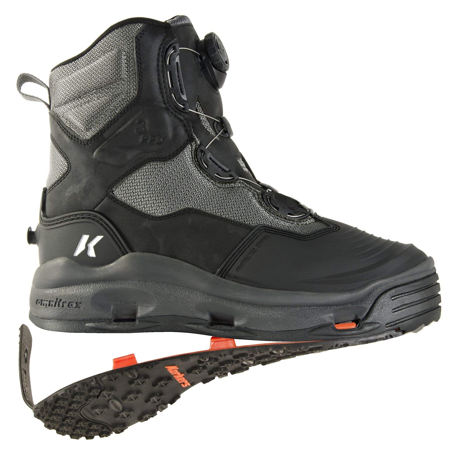 Korkers Men's Darkhorse w Studded Kling-On Soles, Black/Gunmetal, 9