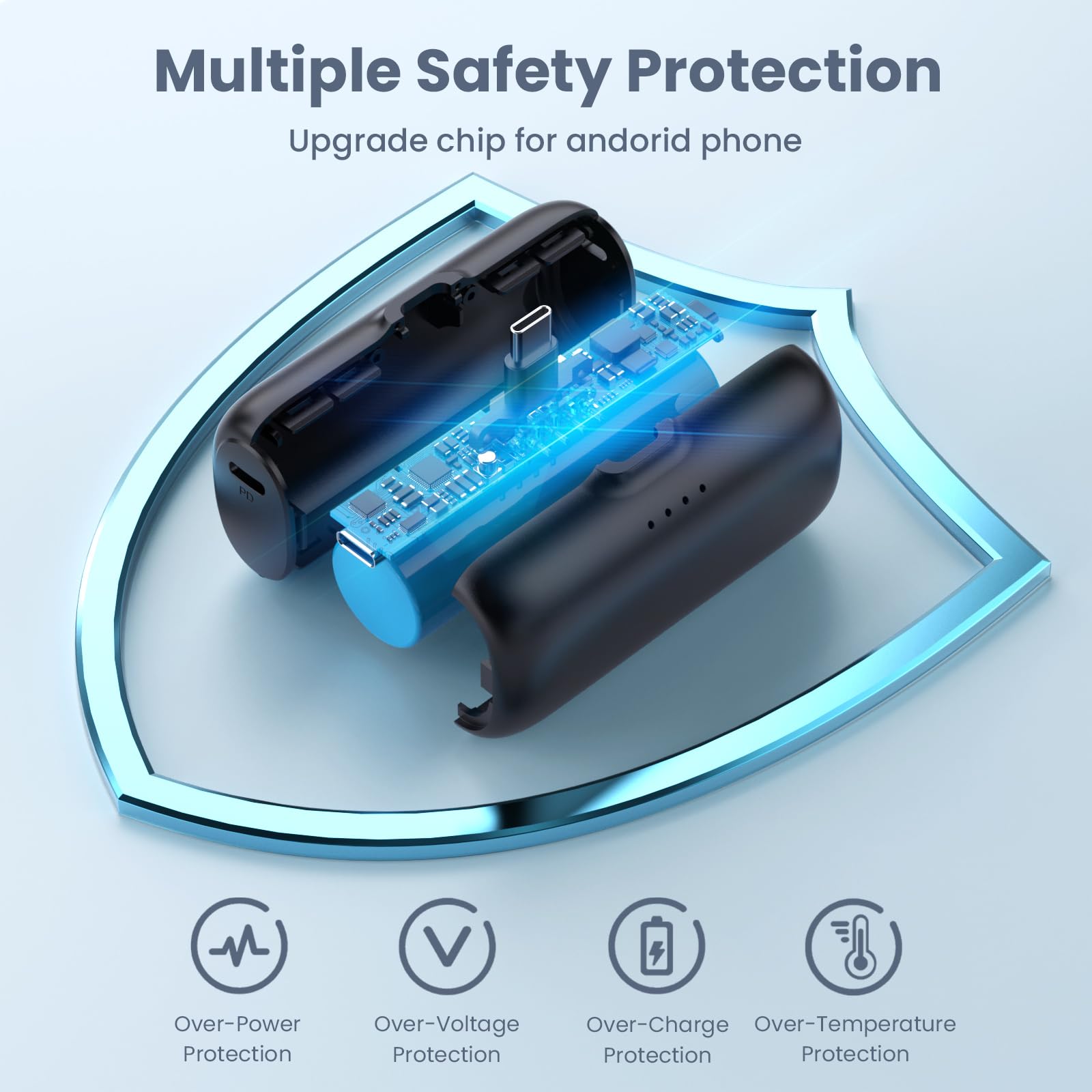 Mini Portable Charger USB-C Power Bank, 5200mAh Portable Phone Charger, Compact Plug in Battery Pack Compatible with iPhone 15/15Plus/15Pro/15Pro Max Samsung S23/S22 Moto iPad Pro Android Phone etc