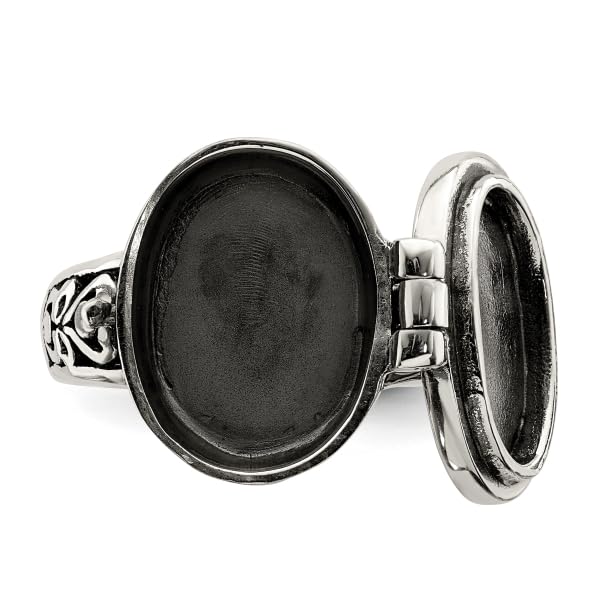 IceCarats 925 Sterling Silver Vintage Oval Locket Ring Size 8
