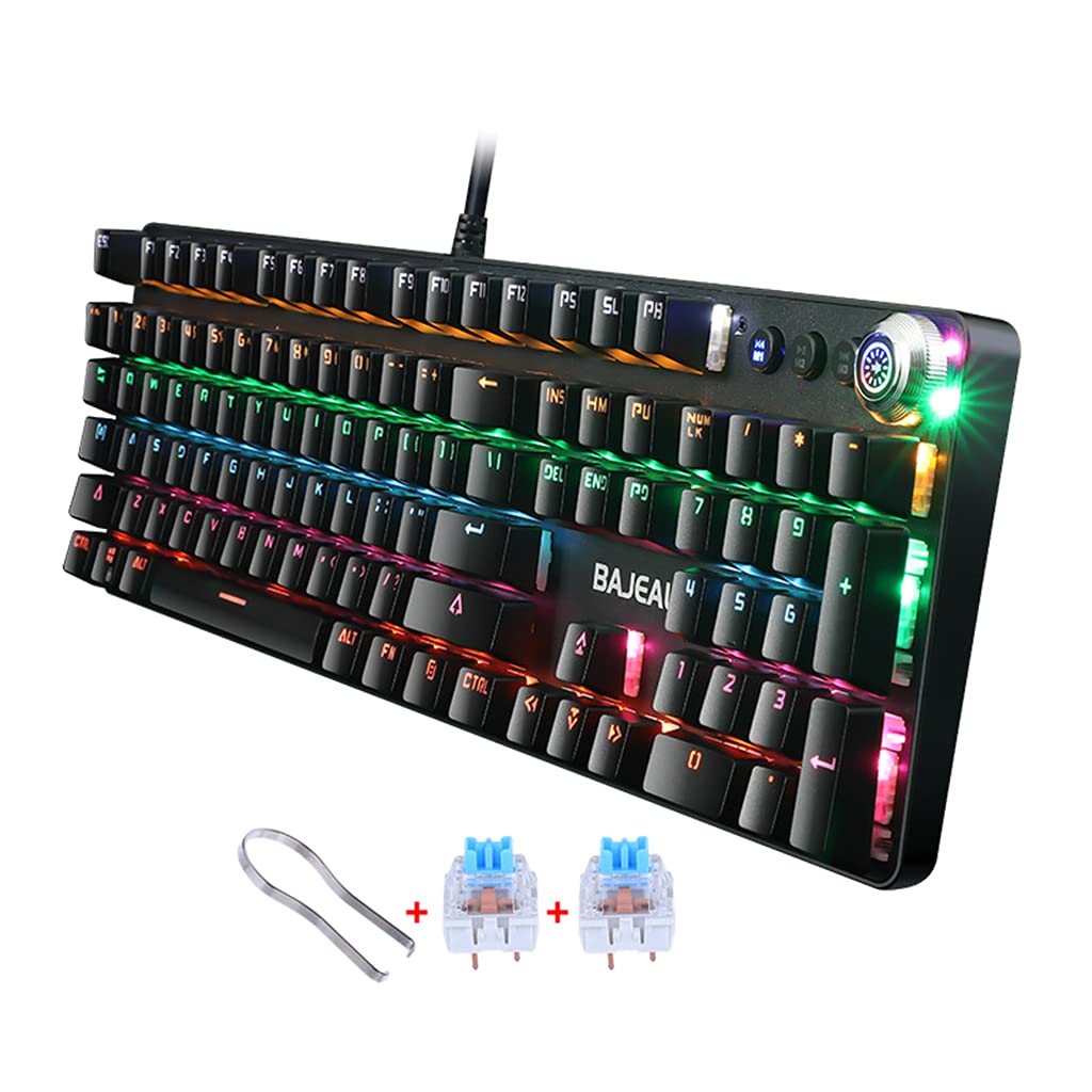 unband 104 Key Mechanical Keyboard RGB Backlight USB Wired Game Keyboard Ergonomic Gaming Keyboard Suitable for PC Gamers