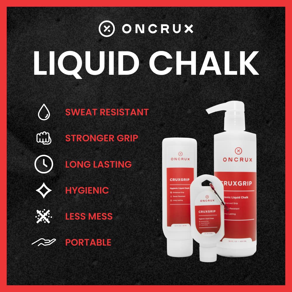 ONCRUX Liquid Gym Chalk - Liquid Hand Chalk for Weightlifting - Mess Free Lifting Chalk Liquid - Long Lasting Liquid Grip Chalk for Climbing - Liquid Chalk Gym Chalk for Gymnastics, CrossFit 6.5 fl oz