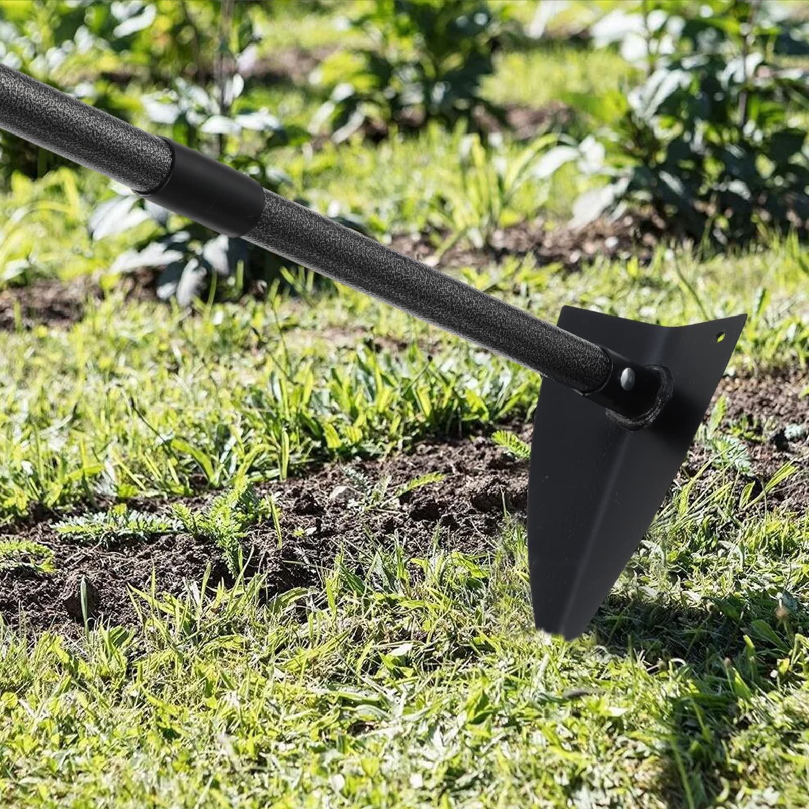 SANDEGOO Hoe Garden Tool,60 Inch Garden Hoe Triangle Gardening Hoe with Sharp Blade for Digging,Weeding,Cutting and Loosing Soil,Adjustable Length Metal Handle(5 FT)