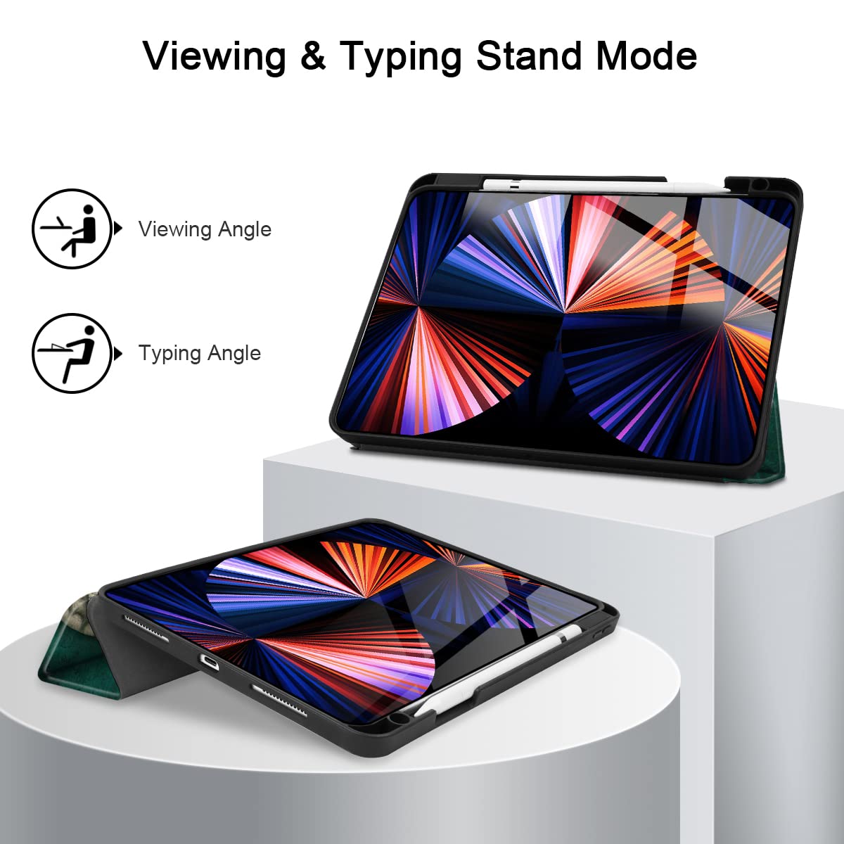 Tuiklol for iPad Pro 12.9 Case 2022 2021 6th 5th Gen - Built in Pencil Holder - Trifold Stand - Auto Wake/Sleep, TPU Protective Stand Back Case for 2020 2018 4th 3rd Gen iPad Pro 12.9 inch, Elephant