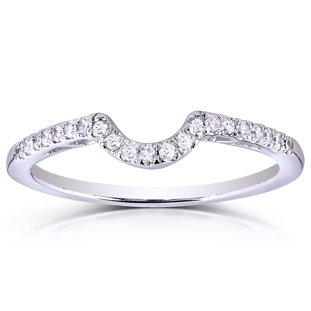 Kobelli Round Diamond Curved Wedding Band 1/6 Carat (ctw) in 10K White Gold, Size 9.5