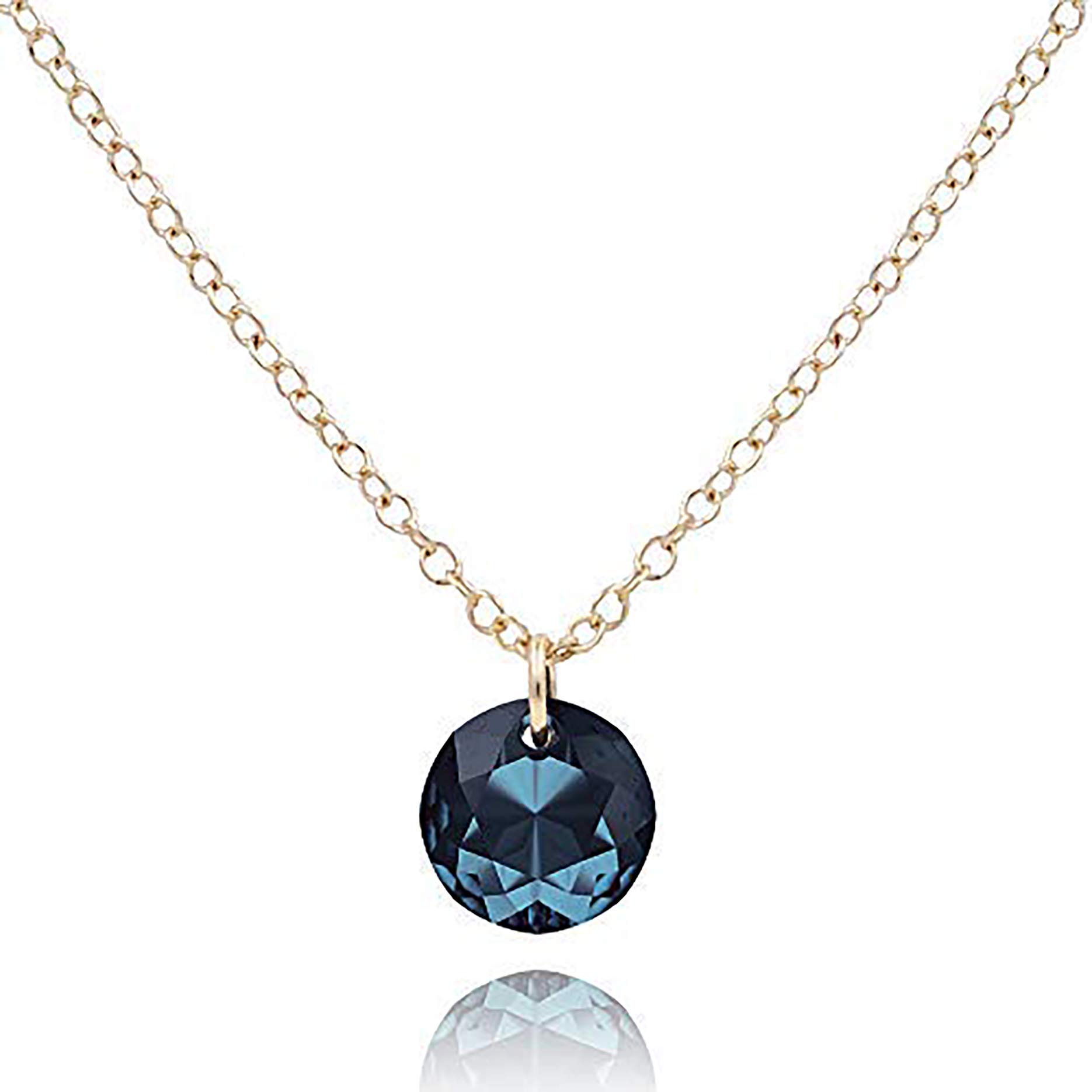 MaeMae February Birthstone Crystal Necklace, Amethyst Man-Made Crystal Gemstone, 14k Gold-Filled Chain 16β-18β