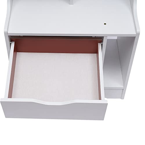 XUANIIIL White Nightstand, Mid-Centry Modern Bedside End Table with 2 Drawers, Easy Assembly Wood Sofa Side Table Storage Cabinet for Living Room, Bedroom