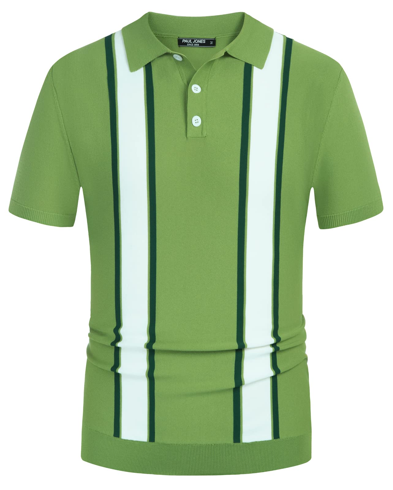 PJ PAUL JONES Mens Knitting Stretch Golf Polo Shirts Lightweight Tee Shirts (XX-Large, Polo-Green)