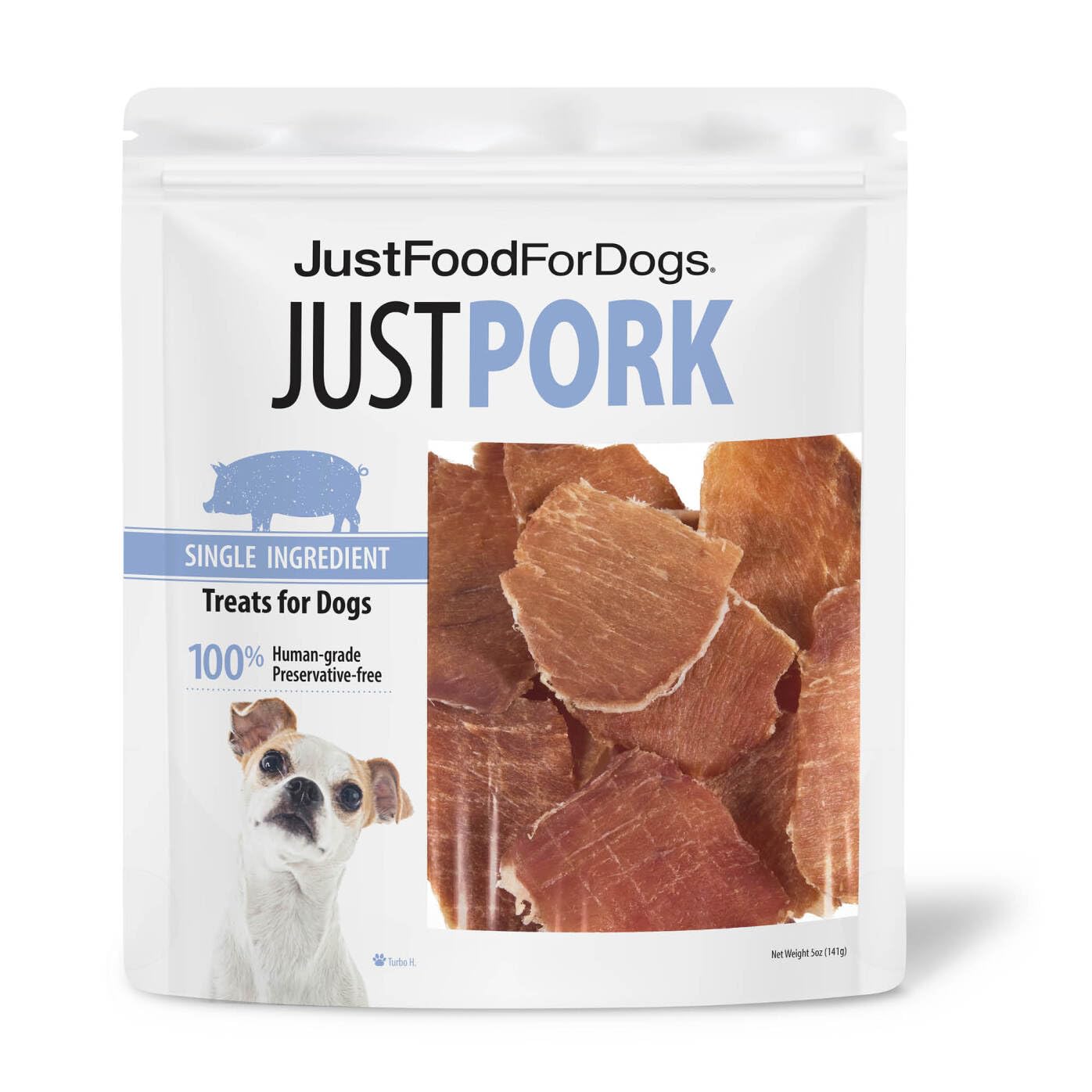 JustFoodForDogs Healthy Dog Treats, Pork, Single-Ingredient, Made in The USA, 5 oz