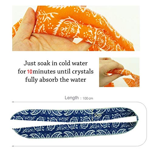 Keklle Ice Cool Scarf Neck Wrap Headband Bandana Cooling Scarf, 5 Pcs Value Pack (Navy, Black, Orange, Red, Green)