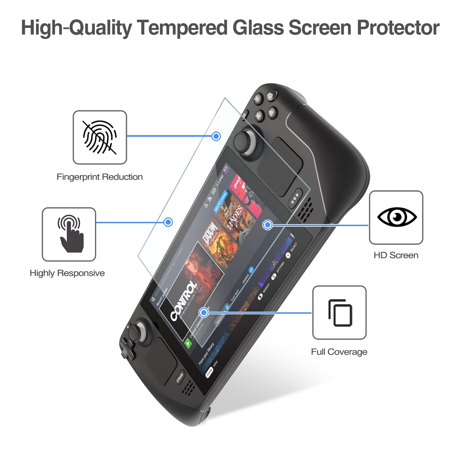 ProCase 3 Pack Screen Protector Compatible with Steam Deck 2022, 7 Inch Tempered Glass Screen Film Guard Rounded Edge Glass Screen Protector for Steam Deck