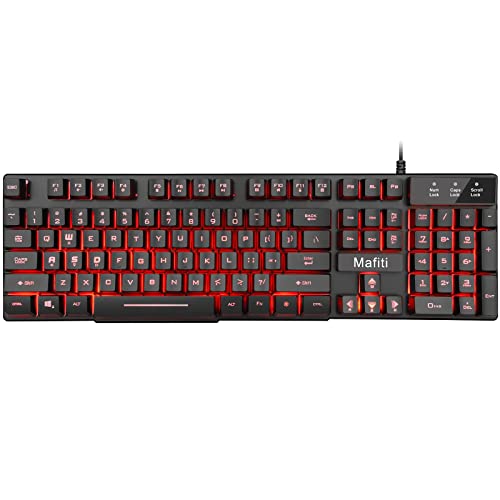 mafiti Gaming Keyboard Wired USB Full Size 3-Colors Backlight Keyboards for Computer Desktop PC Laptop Windows
