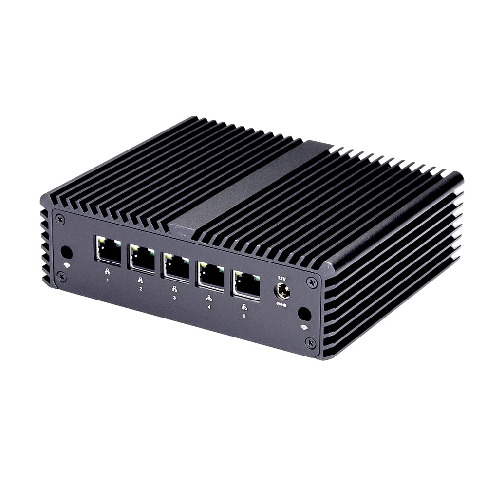 Qotom Mini PC Q750G5 CPU Celeron J4125 Quad Core 2.0 Ghz 5X 2.5G LAN Ports Home Office Router Firewall - 16G RAM 256G SSD WiFi