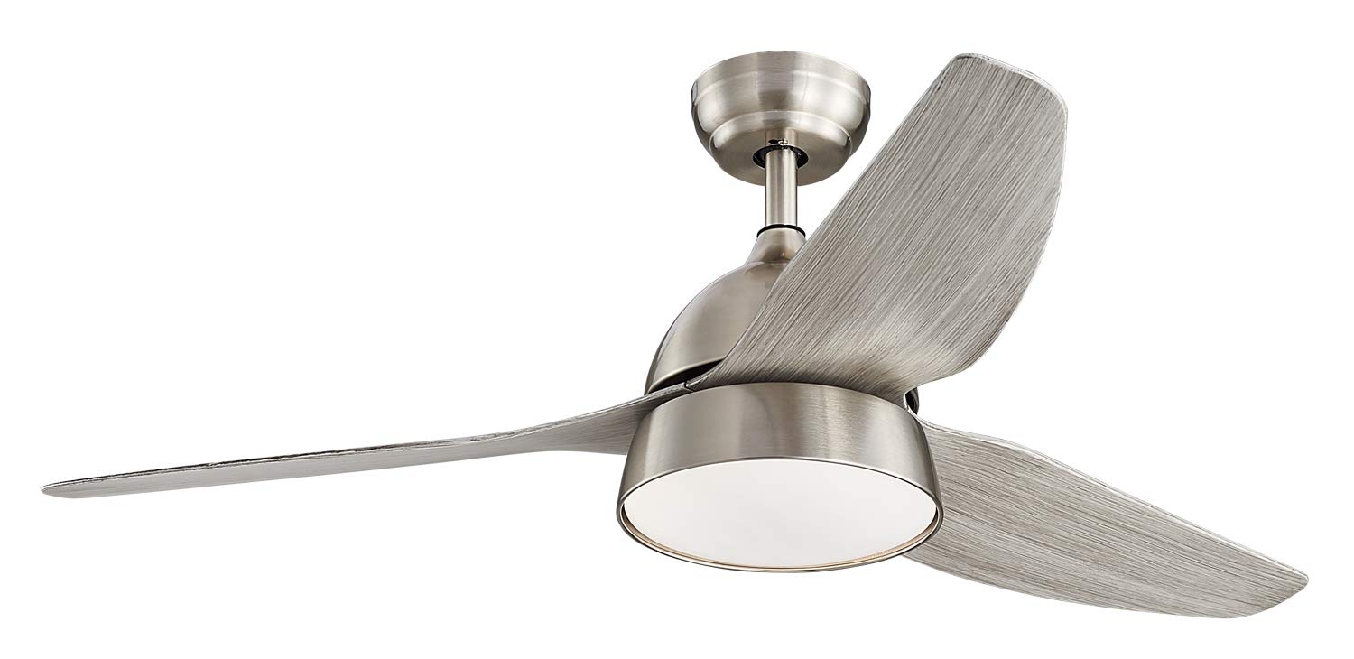 LAMPSMORE 52 Inch Indoor Ceiling Fan With Lights,Nickel Ceiling Fan Light Kit For Bedroom,Modern Ceiling Fan With Remote,Industrial Ceiling Fan With 3 Blades