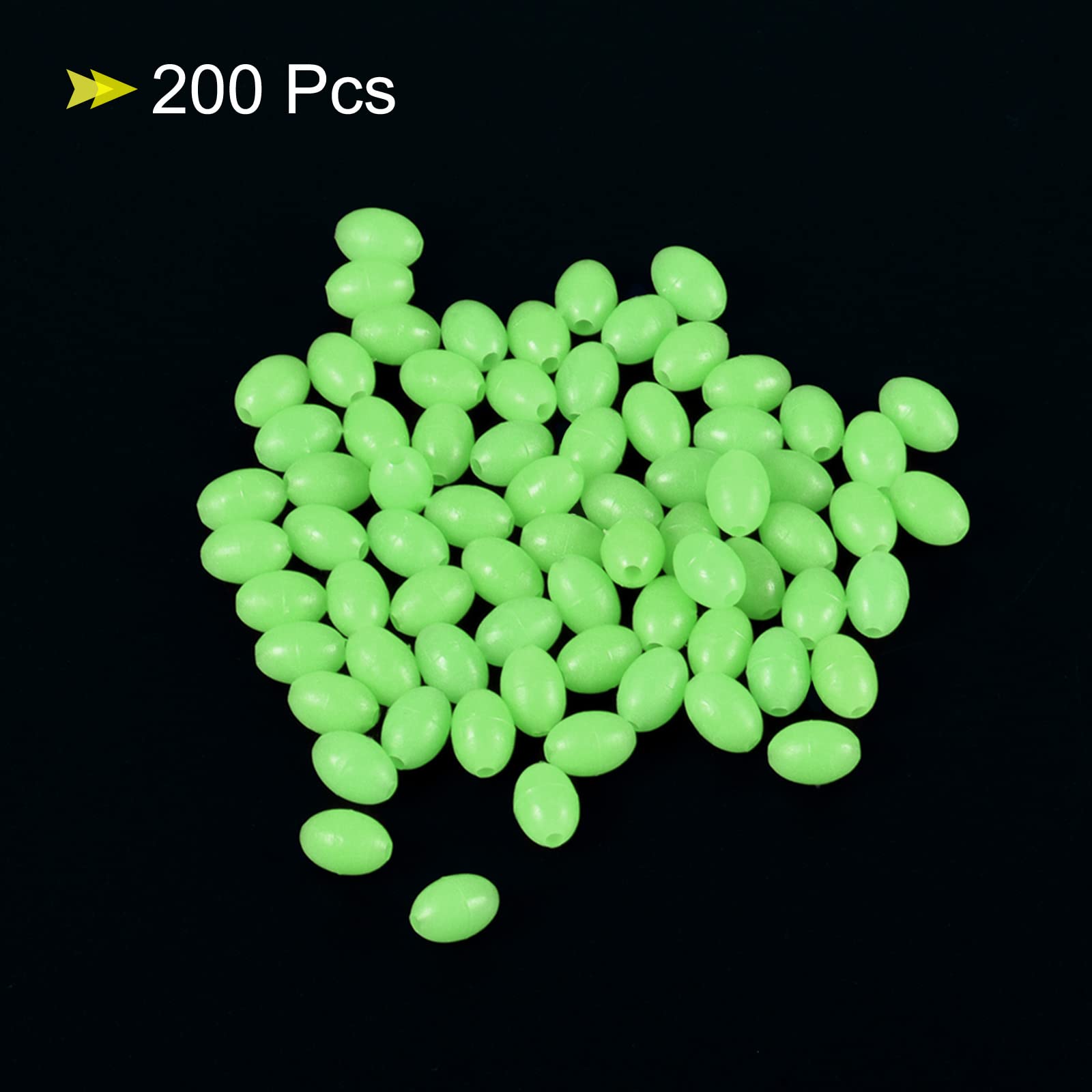 PATIKIL 4x3mm Luminous Fishing Beads, 200 Pieces Plastic Glow Fishing Bait Eggs Rig Bead Tackle Tool Oval, Green
