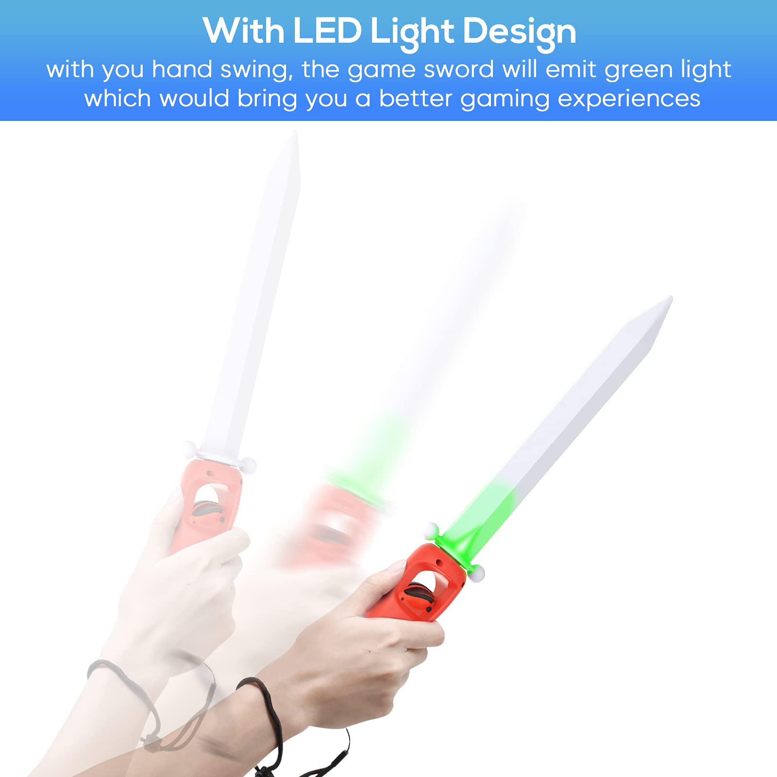 Lighted Game Sword for The Legend of Zelda: Skyward Sword for Nintendo Switch, LED Luminous Switch Handle Grip Controller Accessories with Adjustable Wrist Strap, for Joy-con Joy-pad(Right),1pack, Red