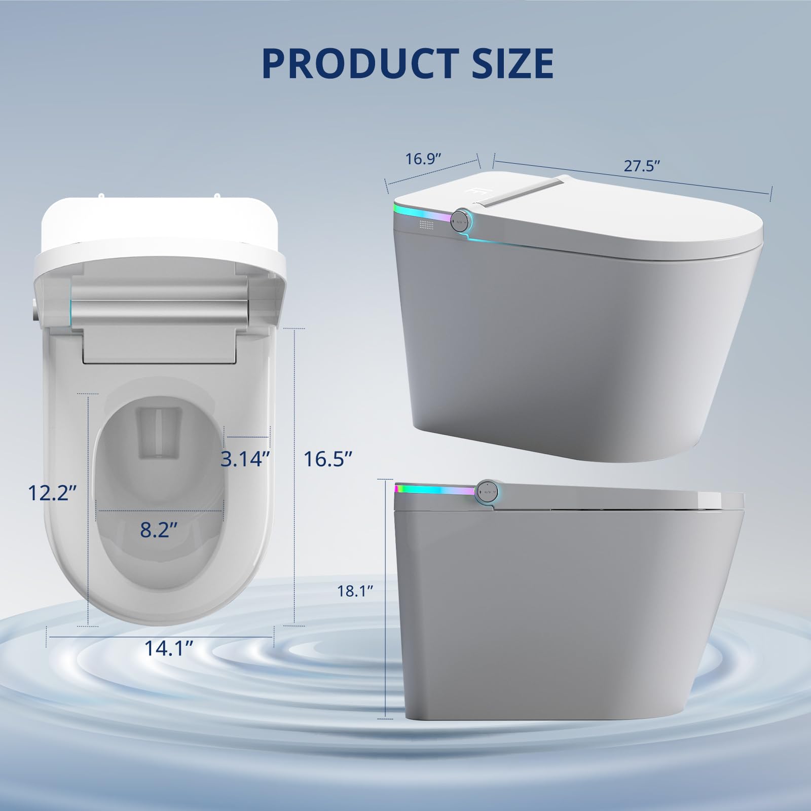 Upgraded One Piece Smart Bidet Toilet, Electric Tankless Toilet with In-builet Aromatherapy/Heated Seat/Foot Sensor/Various Washing Settings/Temperature Sensing/Automatic Powerful Flush/Auto Shut-off