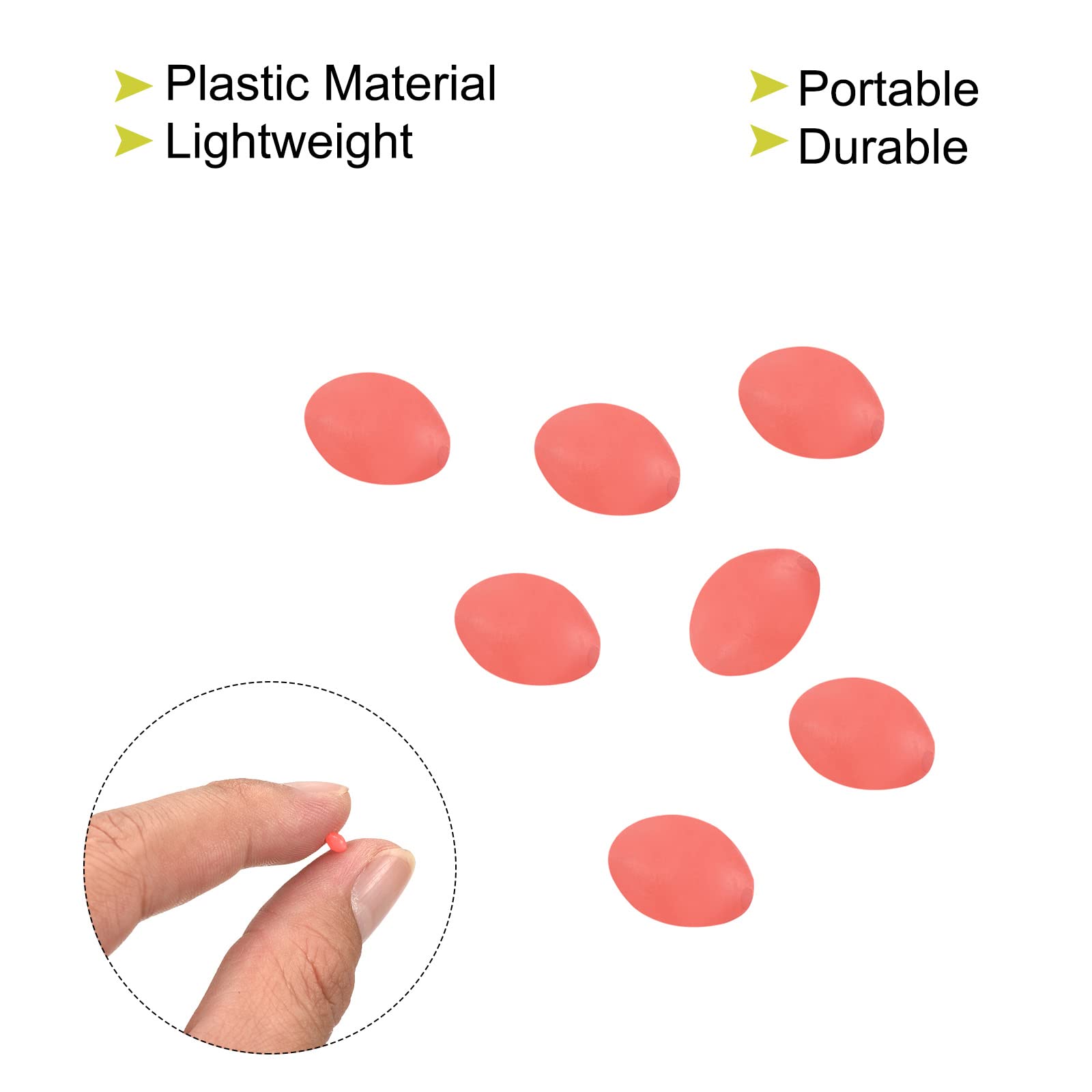 PATIKIL 5x4mm Luminous Fishing Beads, 200 Pieces Plastic Glow Fishing Bait Eggs Rig Bead Tackle Tool Oval, Red