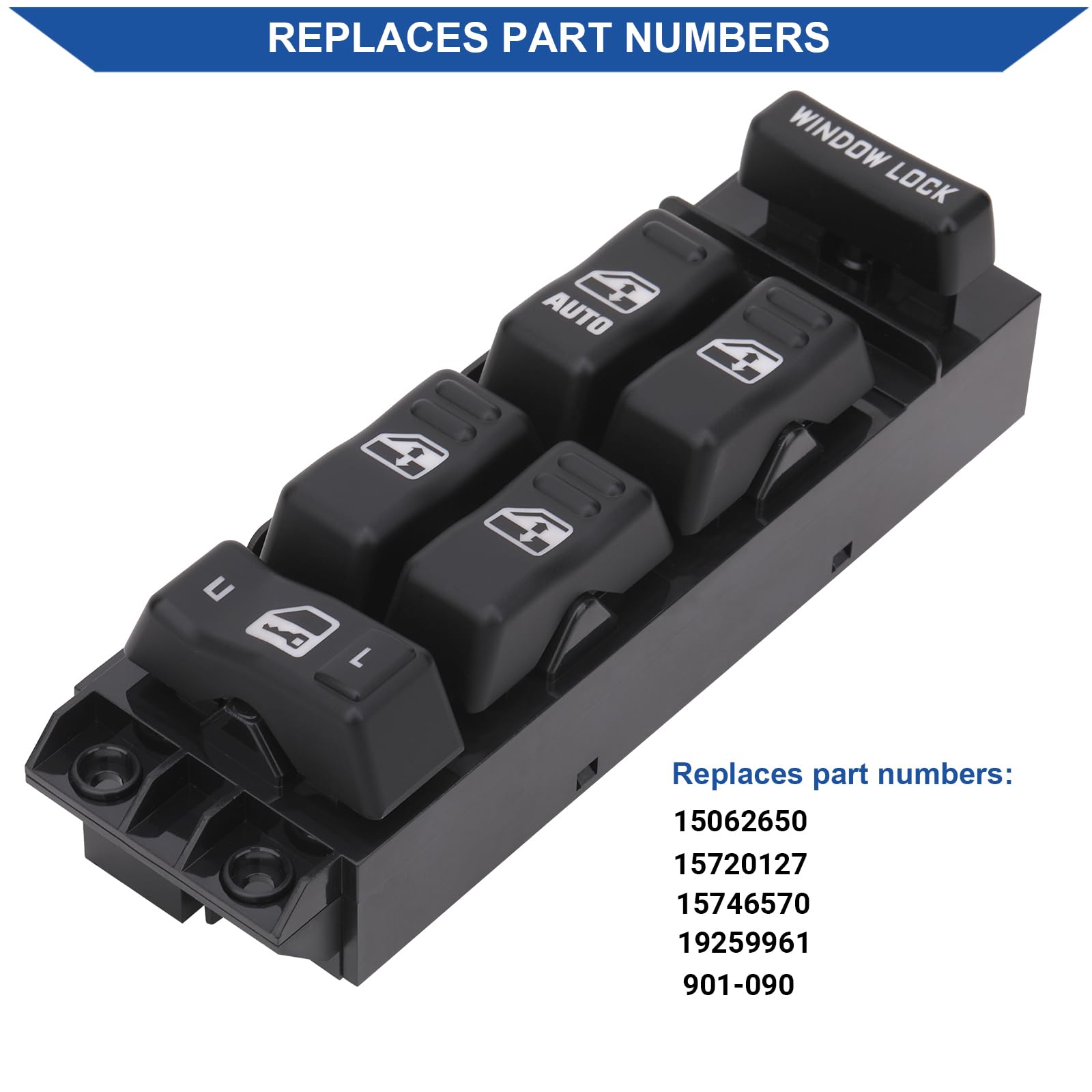 Obaee Car Power Window Switch Control Open Button Compatible with 2000 2001 2002 Chevy Tahoe Suburban Silverado Avalanche GMC Yukon Sierra 1500 2500 3500 Cadillac Escalade Replaces 19259961 15062650