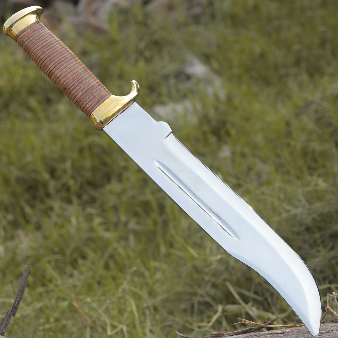 Leopard Picks Custom Handmade Fixed Blade Knife High Carbon Steel Forged Hunting Knife Large Bowie Knife 18" For Outdoor Camping